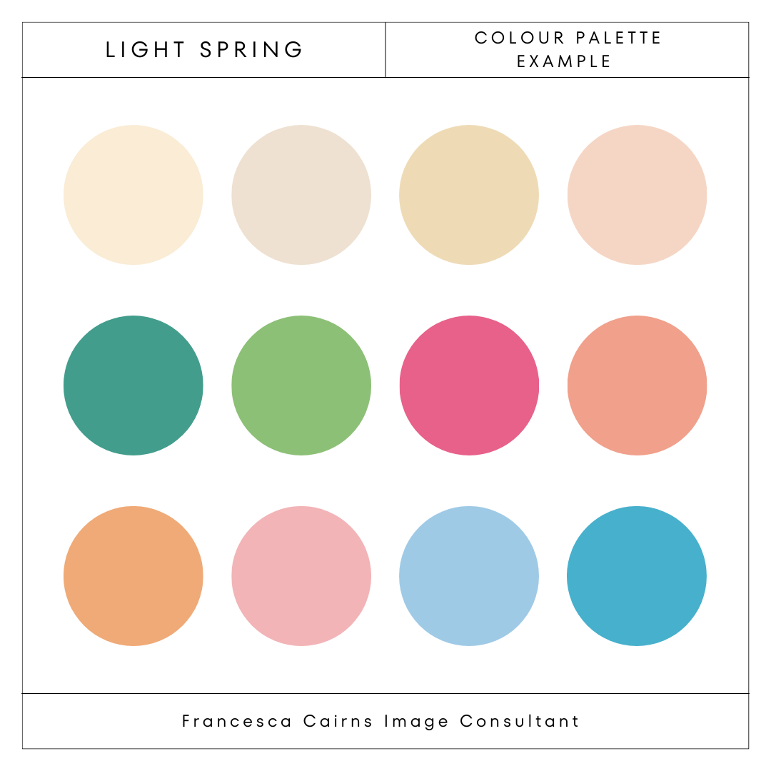 THE LIGHT SPRING COLOR PALETTE – Francesca Cairns Image Consultant Ltd